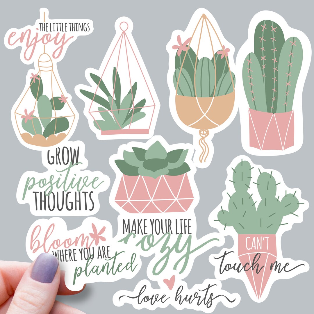 9 PCS Plants With Inspirational Quote Sticker Pack | Plants Sticker ...