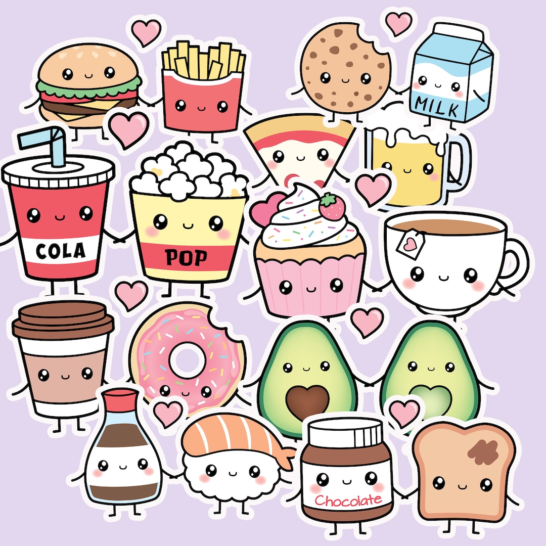 9 PCS Food Combo Sticker Pack | Cute Food Stickers | Best Match Food ...