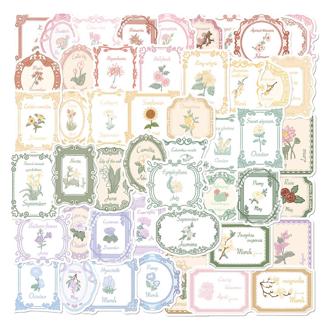 Vintage Flower Stamp Stickers Pack | Vintage Flower Stamp Stickers ...