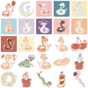 Cute Snake Stickers Pack | Snake Stickers | Kawaii Snake Sticker ...