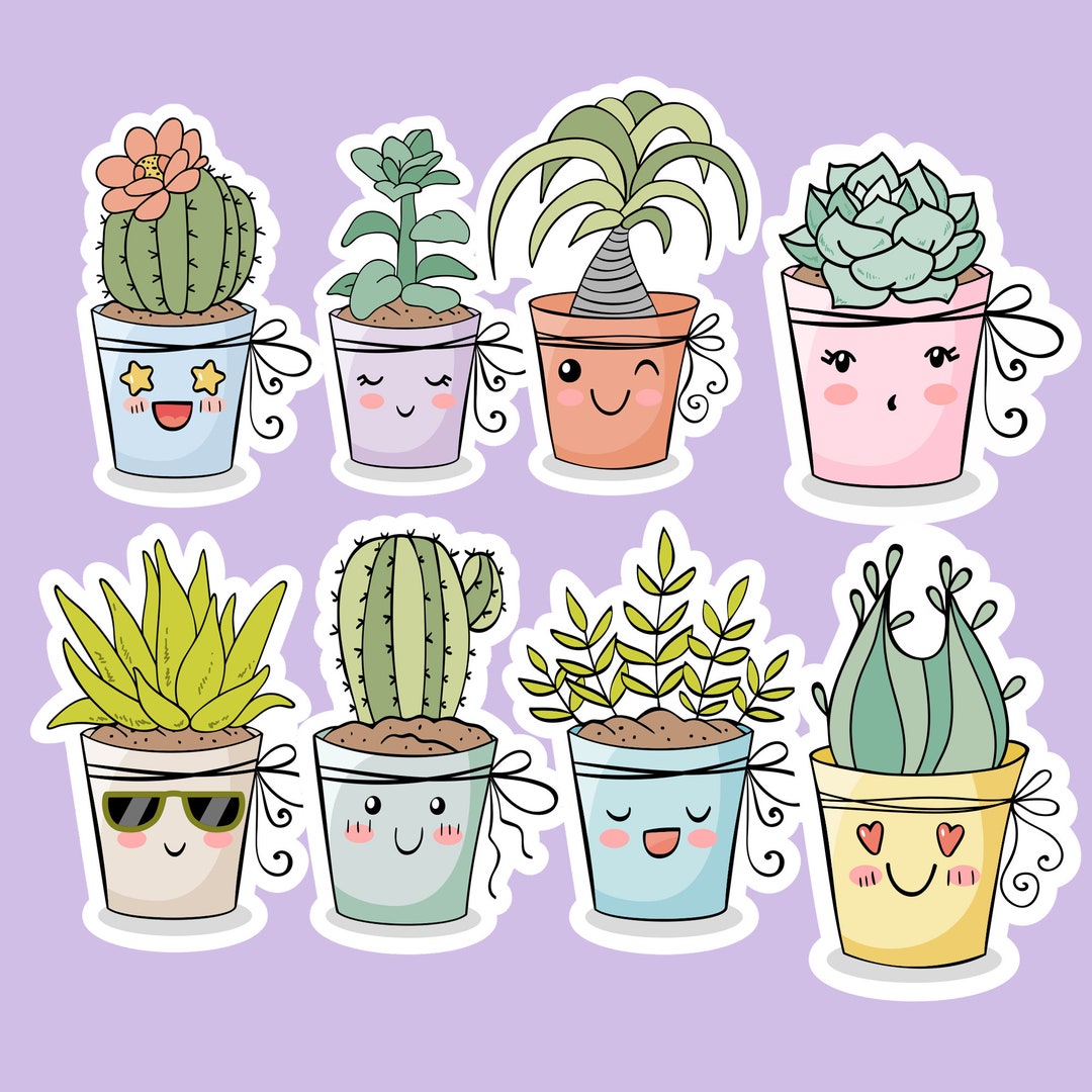 8 PCS Cute Plants Sticker Pack Plants Sticker - Etsy
