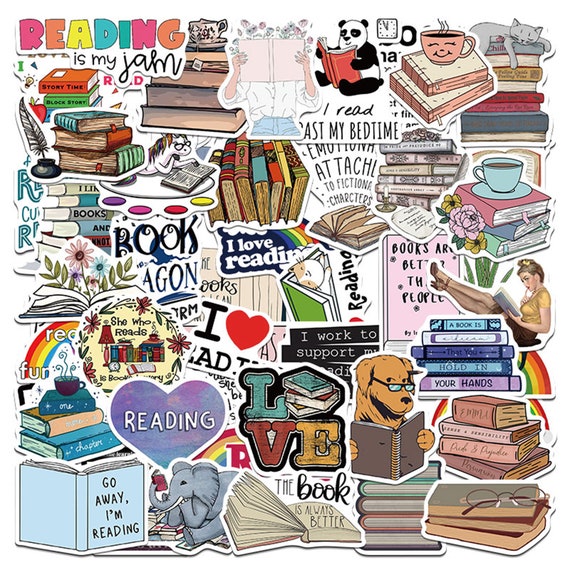 Book and Reading Stickers Pack Bookish Stickers Love - Etsy