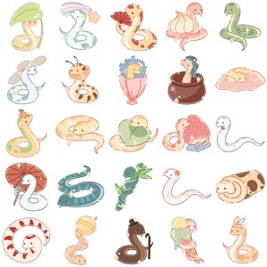 Cute Snake Stickers Pack | Snake Stickers | Kawaii Snake Sticker ...