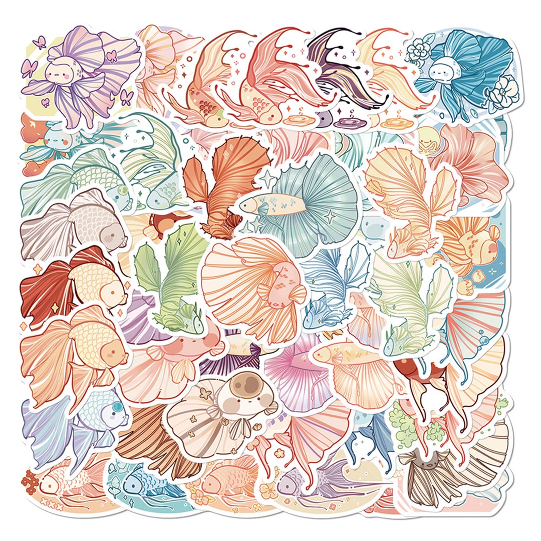 Cute Betta Stickers Pack | Fighting Fish Stickers | Kawaii Betta Fish ...