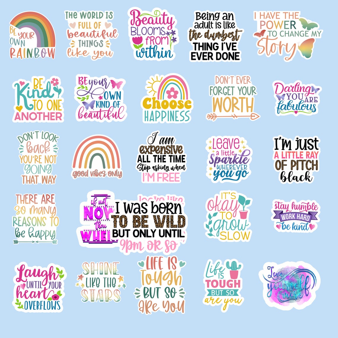 Colorful Inspirational Quote Sticker Pack Inspirational - Etsy