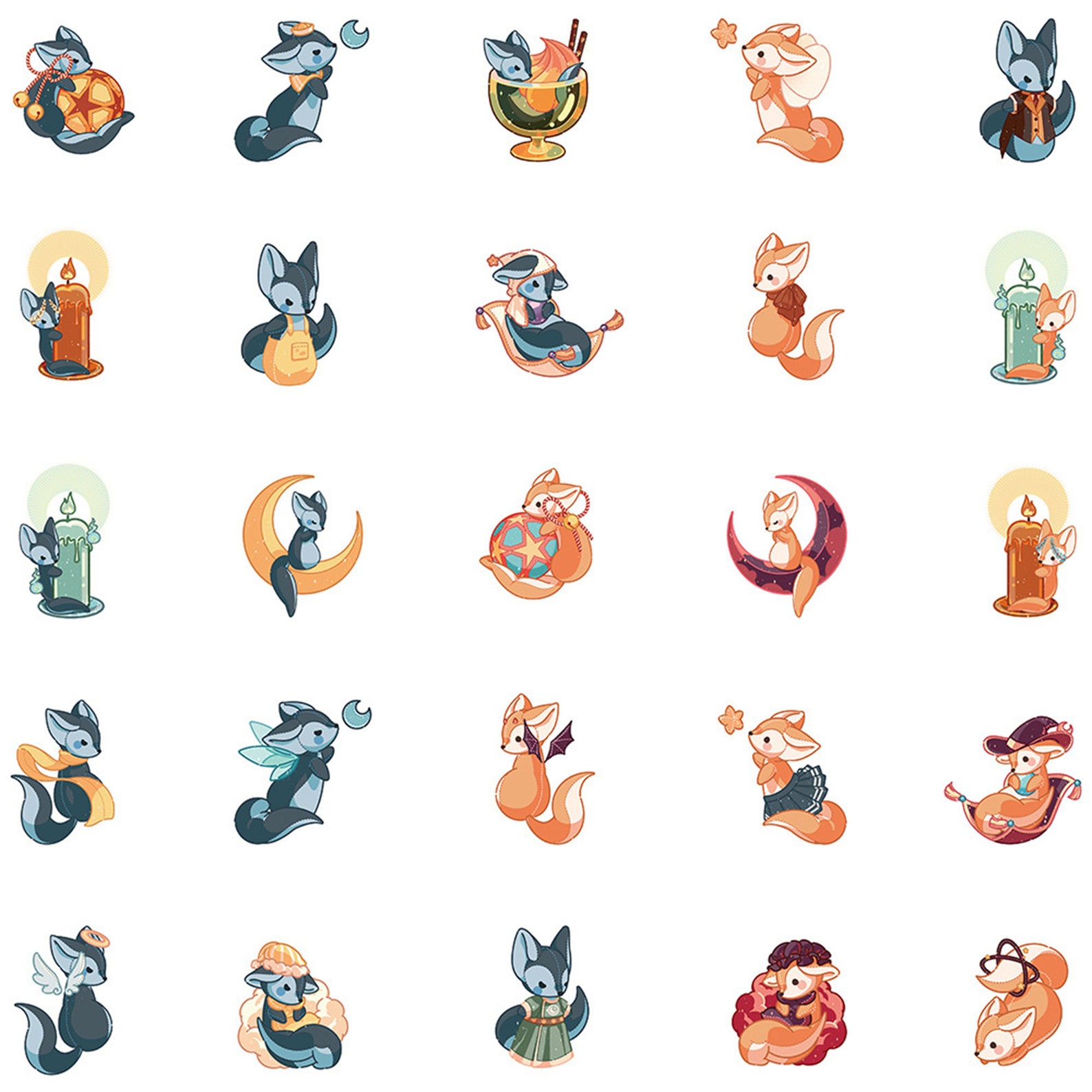 Cute Fox Stickers Pack Fox Stickers Cute Fox Pack Animal - Etsy