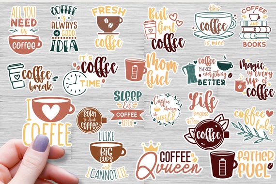 20 PCS Coffee Time Sticker Pack Laptop Decal Mobile Phone - Etsy