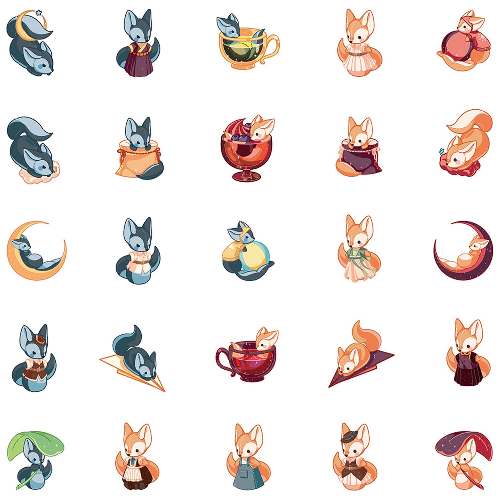 Cute Fox Stickers Pack Fox Stickers Cute Fox Pack Animal - Etsy