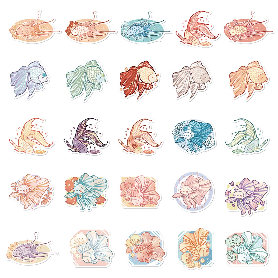 Cute Betta Stickers Pack Fighting Fish Stickers Kawaii - Etsy