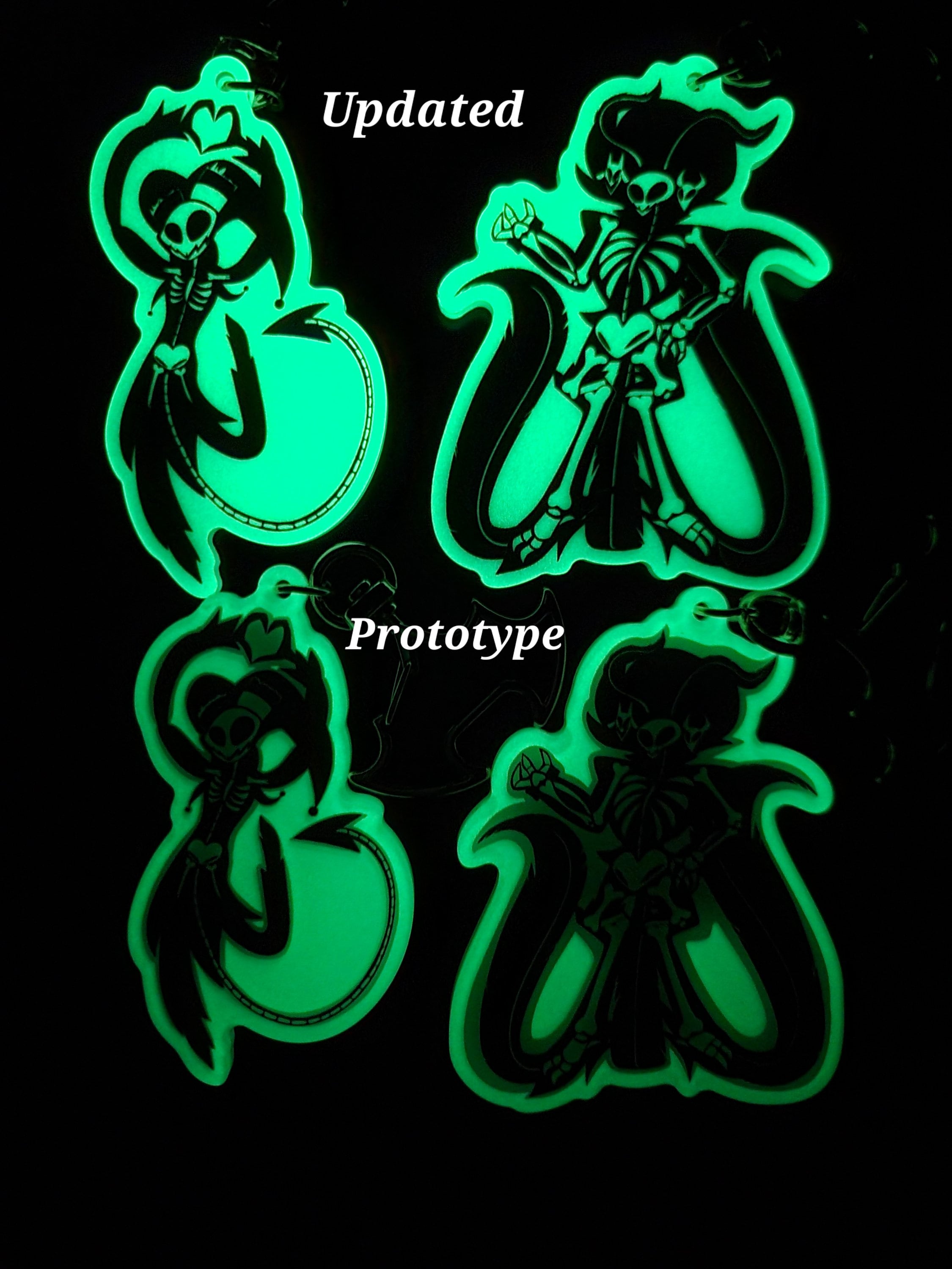 Fizzarolli and Asmodeus Glow in the Dark Skeleton Acrylic Keychains ...