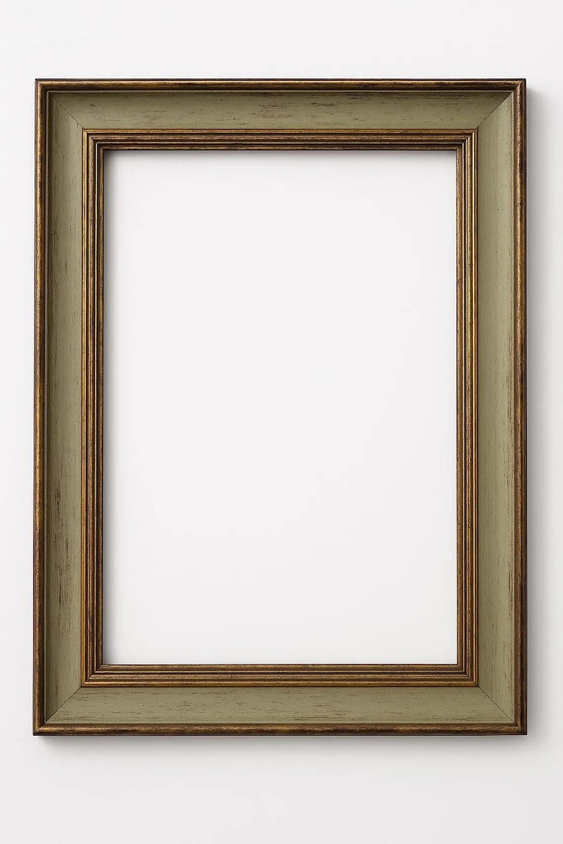 Shabby Chic Picture Frame, Rustic Gold, White, Green, Distressed Finish ...