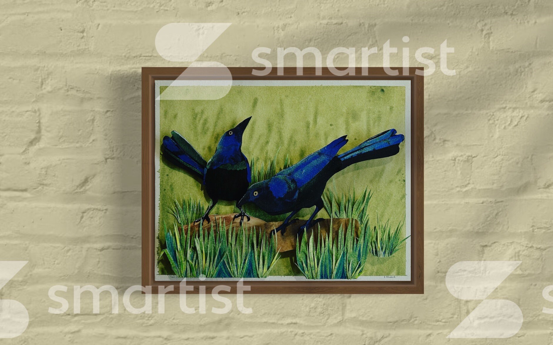 Original Art, 14x11” 3D Paper Art Collage, Shadow Box, Watercolor Ink ...