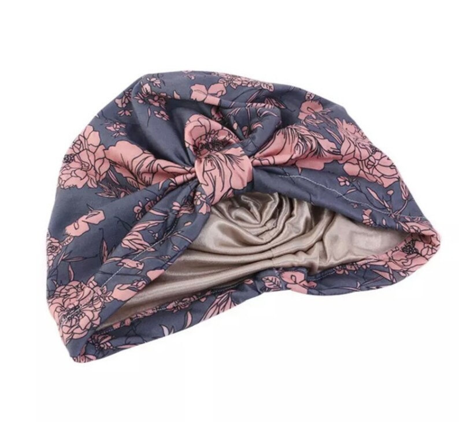 Satin Lined Turban Cap for Chemotherapy Patients, Pretied, Alopecia ...