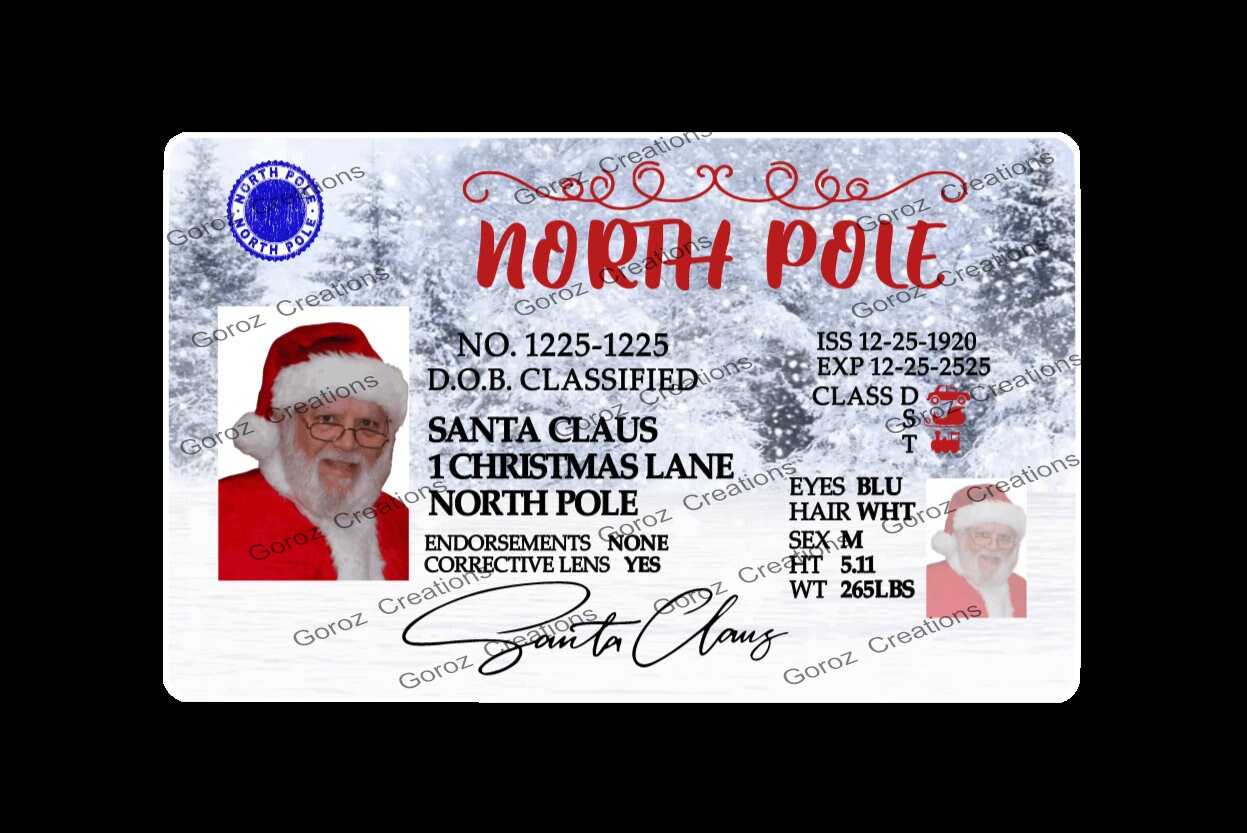 Santa Driver's License Santa's Lost License Santa Claus Ornament ID ...