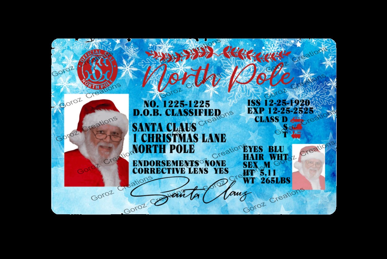 Santa Driver's License Santa's Lost License Santa Claus Ornament ID ...