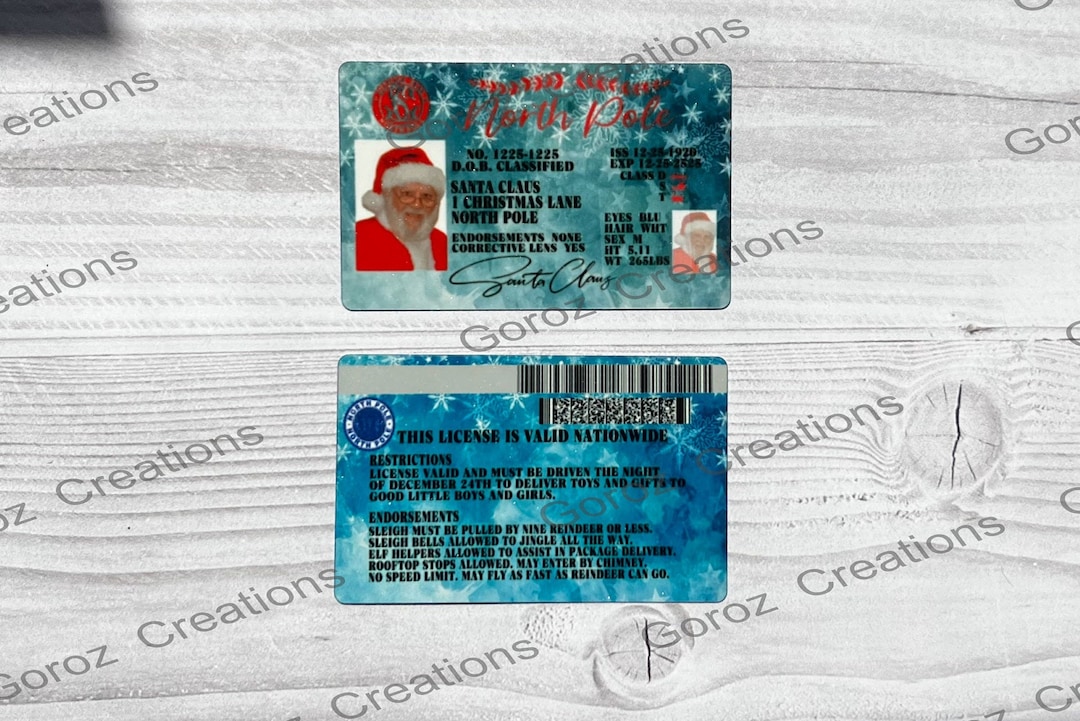 Santa Driver's License | Santa's Lost License | Santa Claus Ornament ID ...
