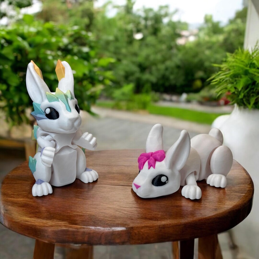 Easter Crystal Articulated Bunny Couple 3D Printed Fidget Rabbits ...