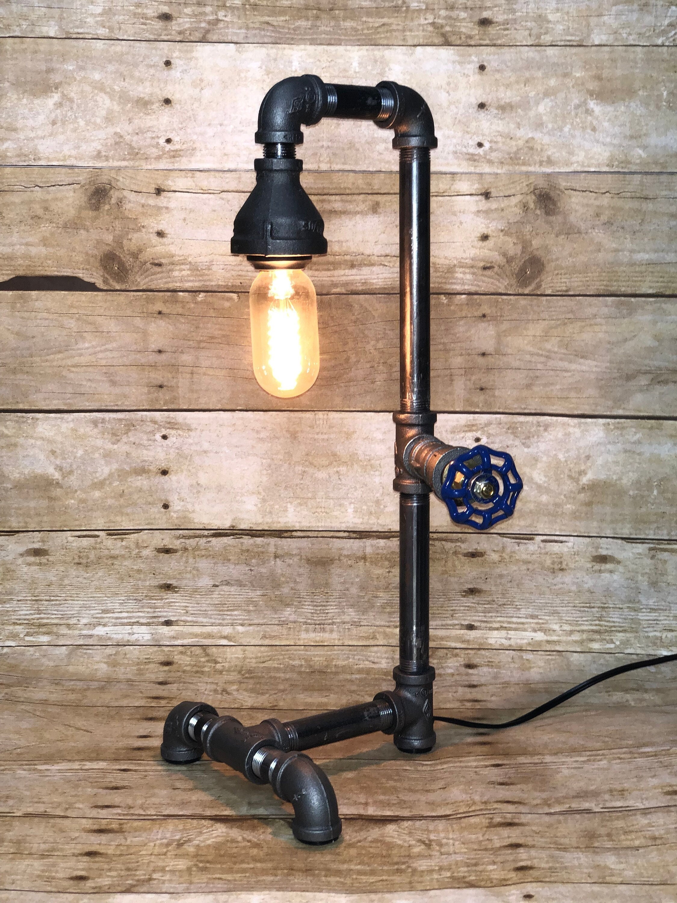 Industrial Pipe Desk Lamp With Valve/geo - Etsy