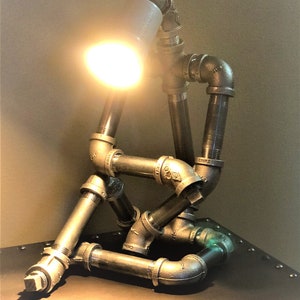 Industrial Pipe Thinking Man Lamp/"tobias" - Etsy