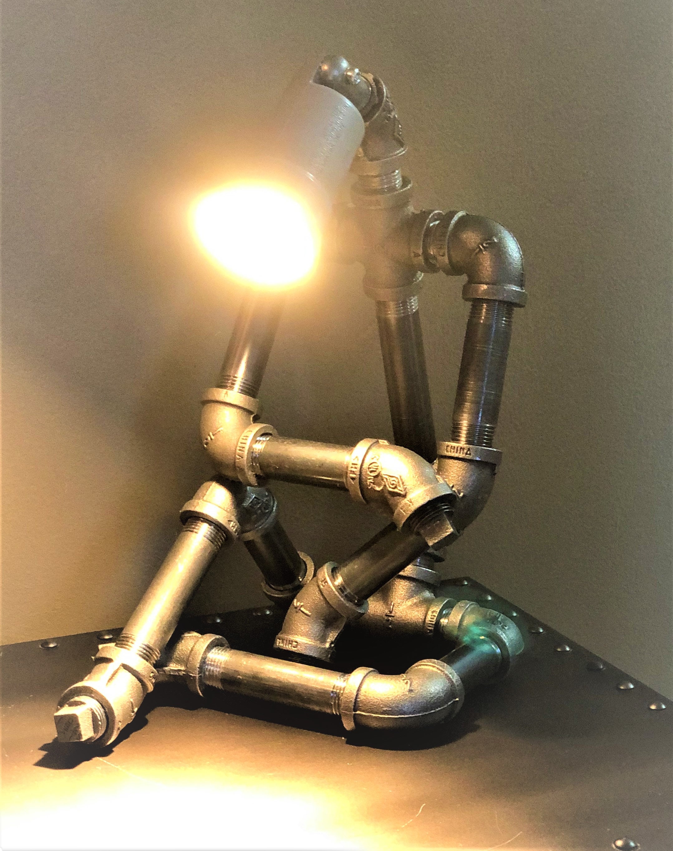Industrial Pipe Thinking Man Lamp/tobias | Etsy