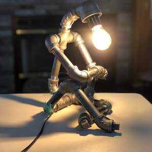 Industrial Pipe Thinking Man Lamp/"tobias" - Etsy