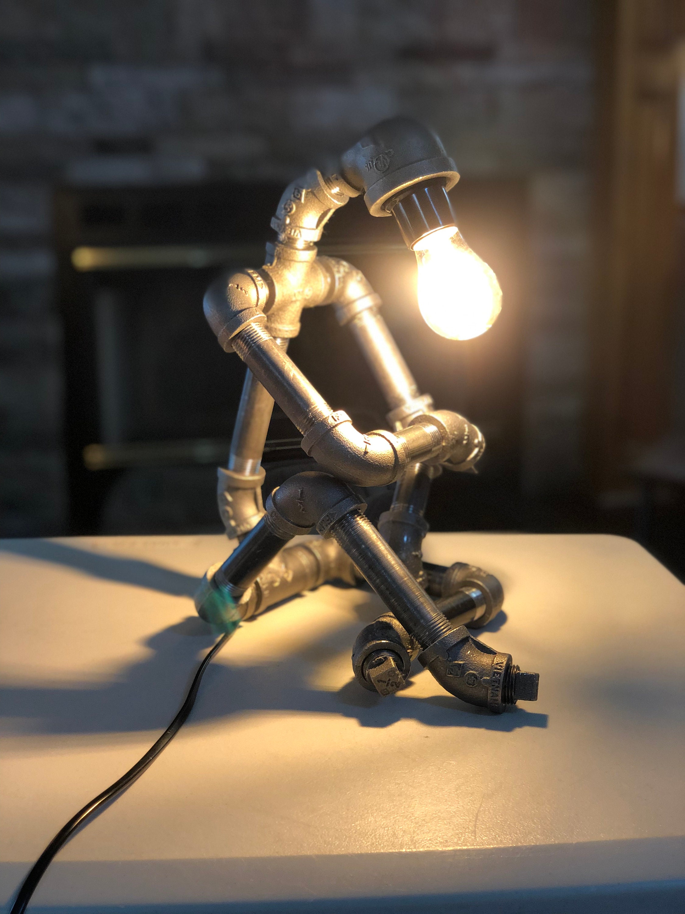 Industrial Pipe Thinking Man Lamp/"tobias" - Etsy
