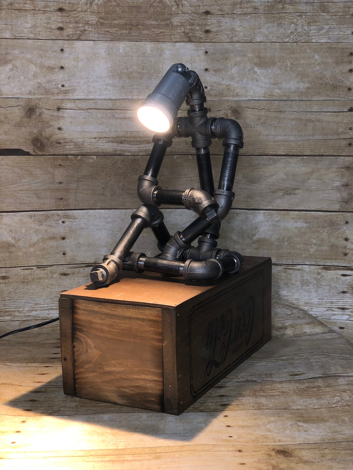 Industrial Pipe Thinking Man Lamp/"tobias" - Etsy