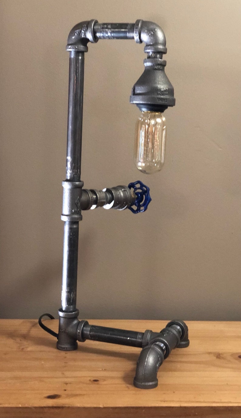 Industrial Pipe Desk Lamp With Valve/"geo" - Etsy