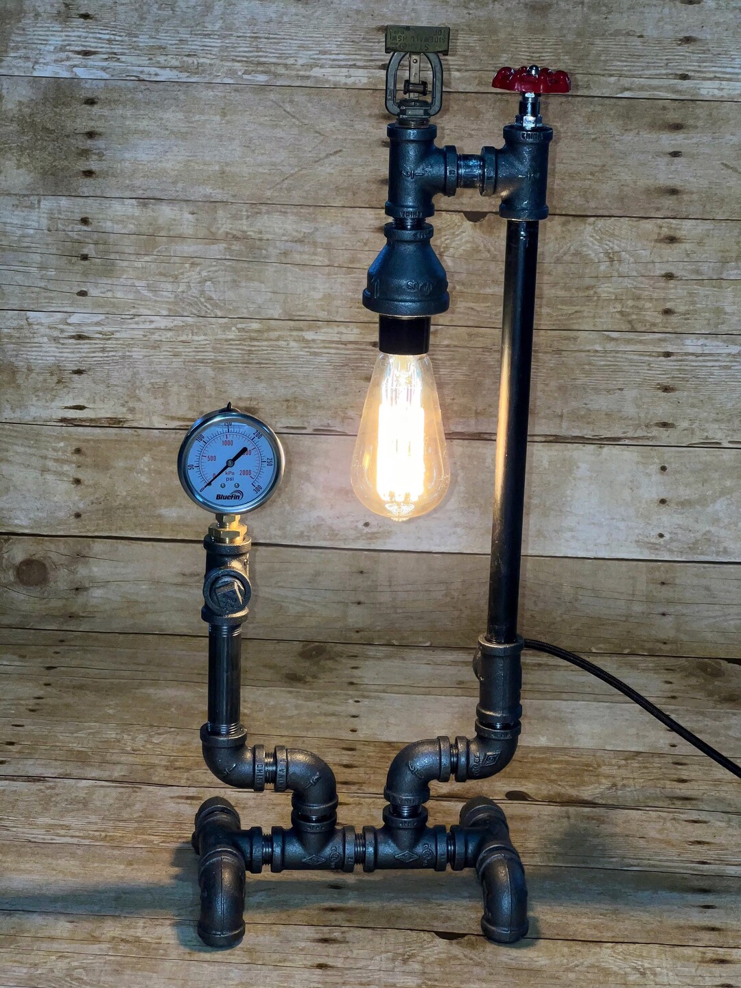 Industrial Black Pipe Desk/table Lamp- "flamer" - Etsy
