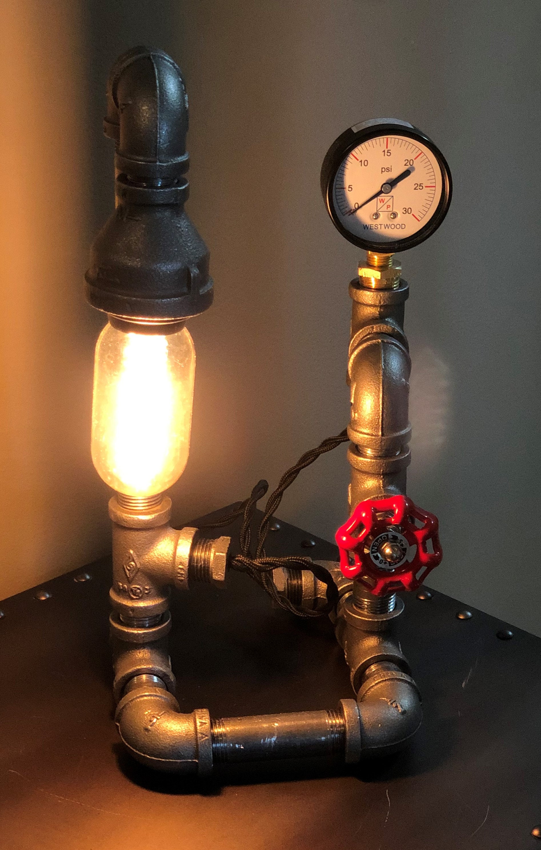 Industrial Pipe Lamp Gauged Lamp Edison Lamp Desk - Etsy