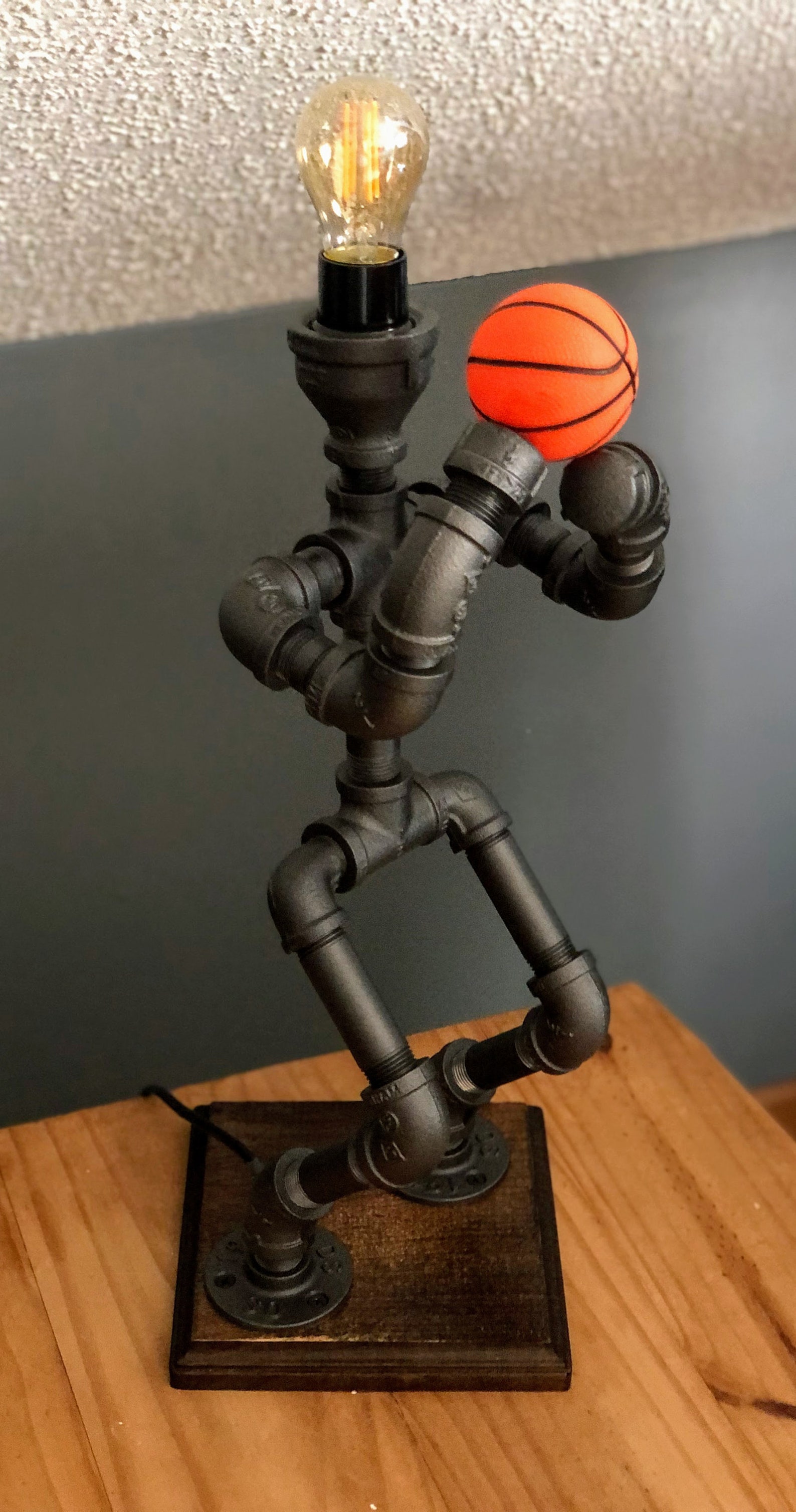 Industrial Black Pipe Basketball Player Lamp kobe - Etsy