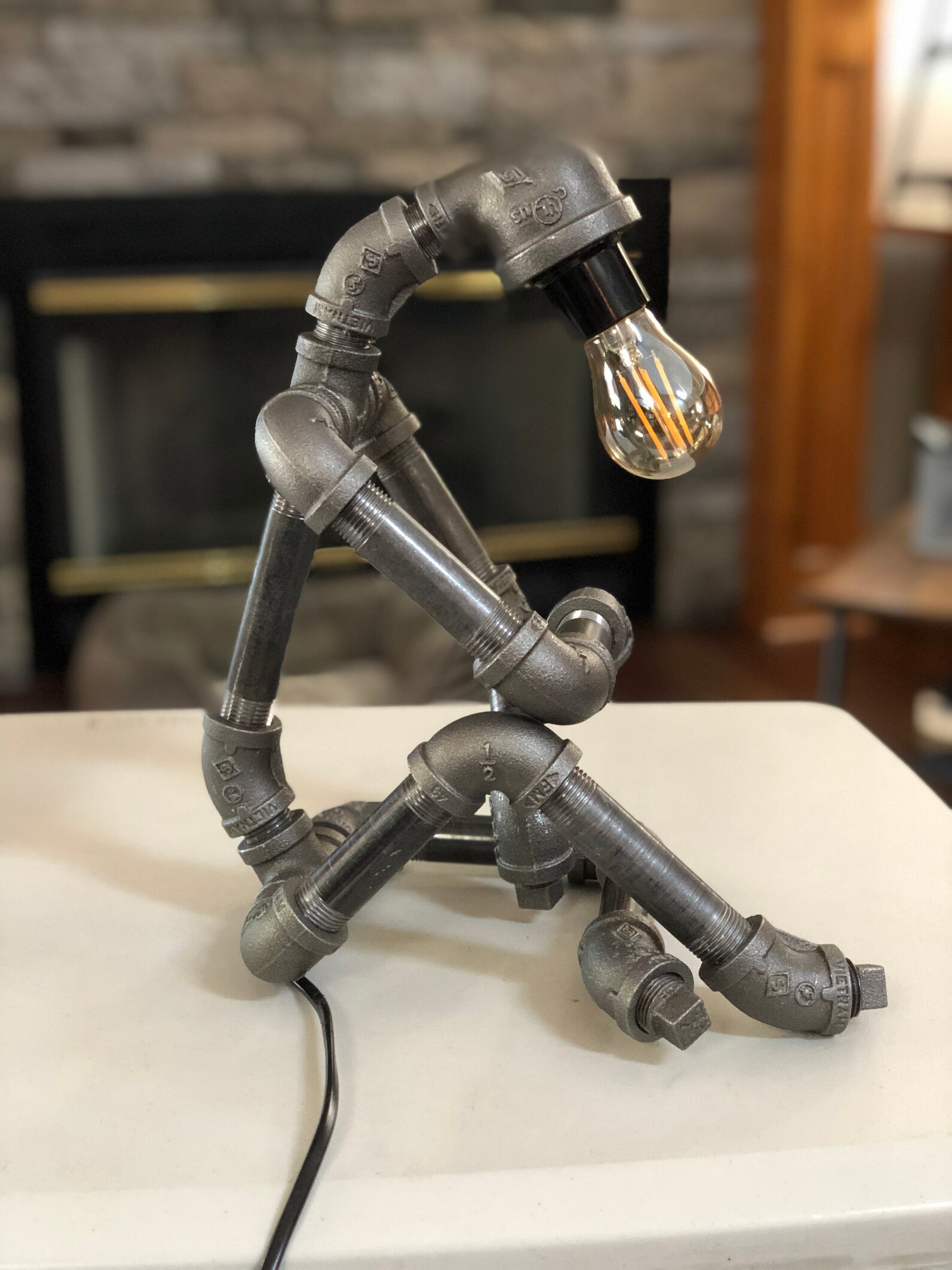 Industrial Pipe Thinking Man Lamp/"tobias" - Etsy
