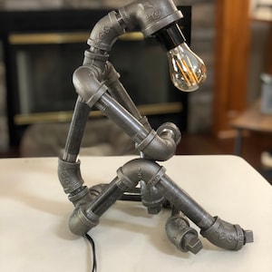 Industrial Pipe Thinking Man Lamp/"tobias" - Etsy