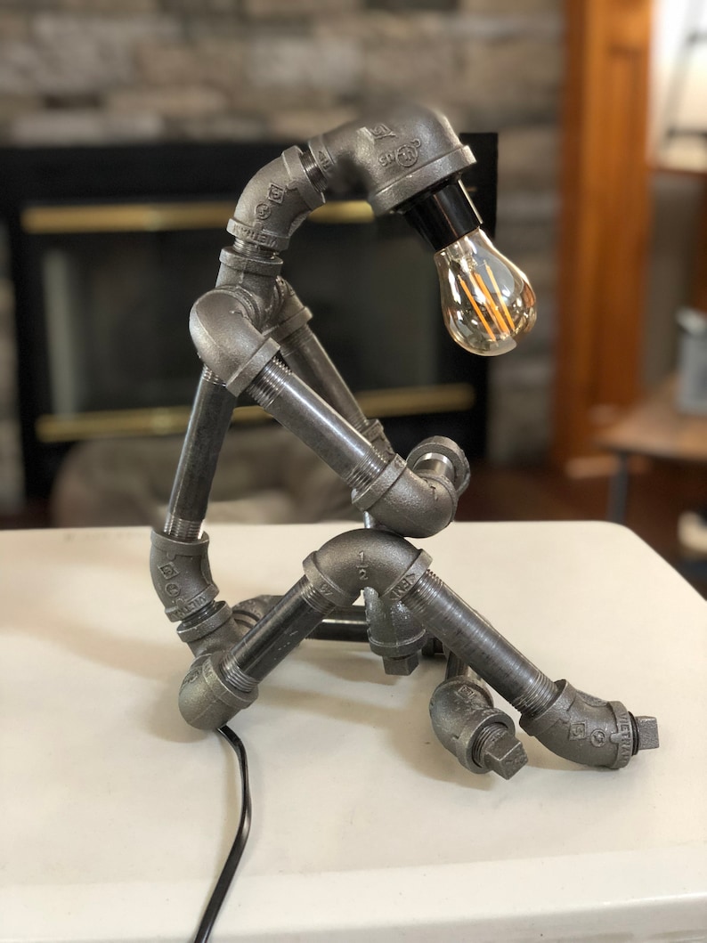 Industrial Pipe Thinking Man Lamp/"tobias" - Etsy