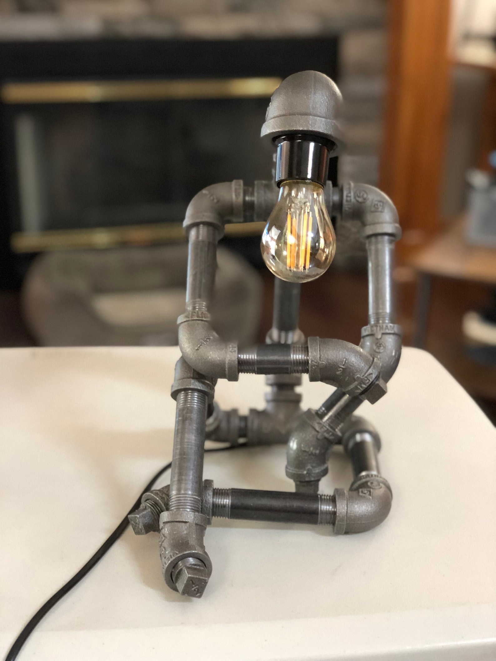 Industrial Pipe Thinking Man Lamp/tobias | Etsy