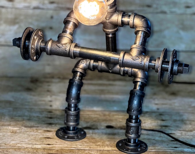 Industrial Pipe Desk/table Lamp With Gauge and Valve/"gearhead" - Etsy ...