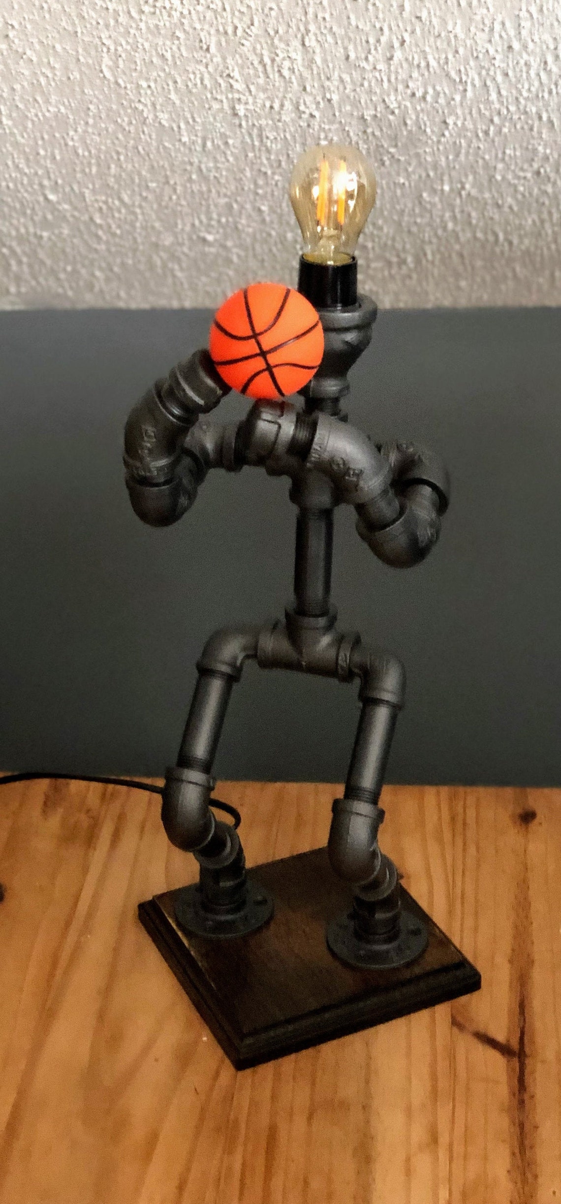 Industrial Black Pipe Basketball Player Lamp kobe | Etsy