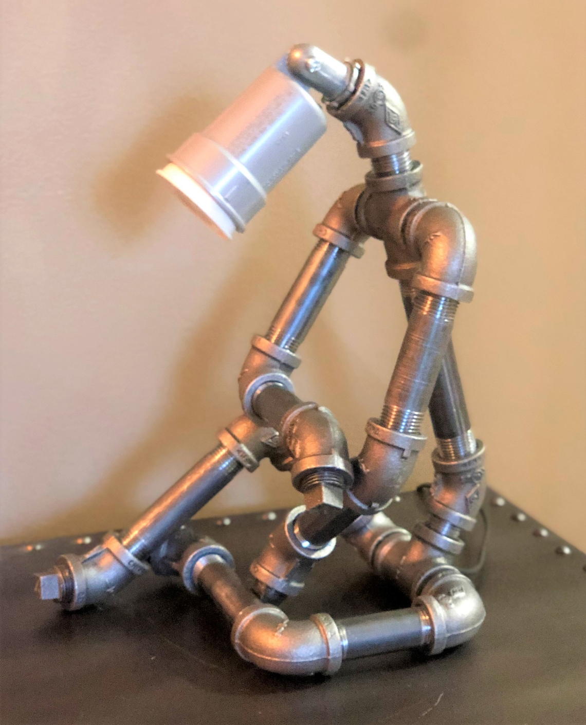 Industrial Pipe Thinking Man Lamp/"tobias" - Etsy