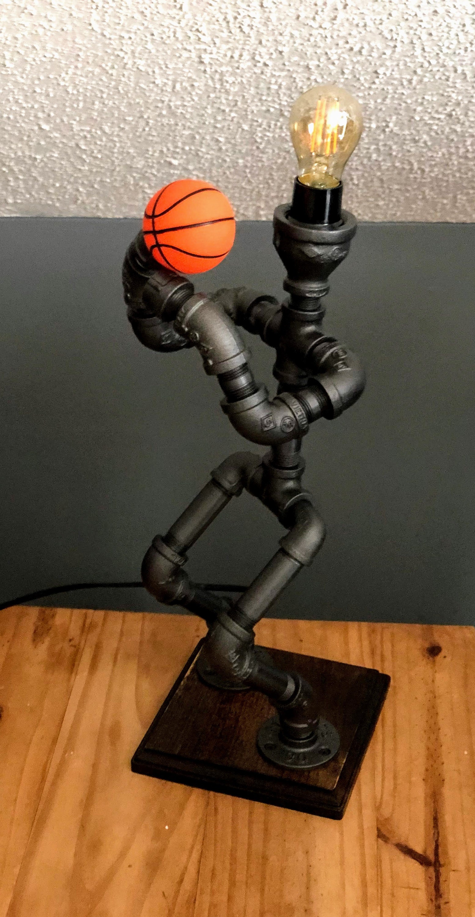 Industrial Black Pipe Basketball Player Lamp "kobe" - Etsy