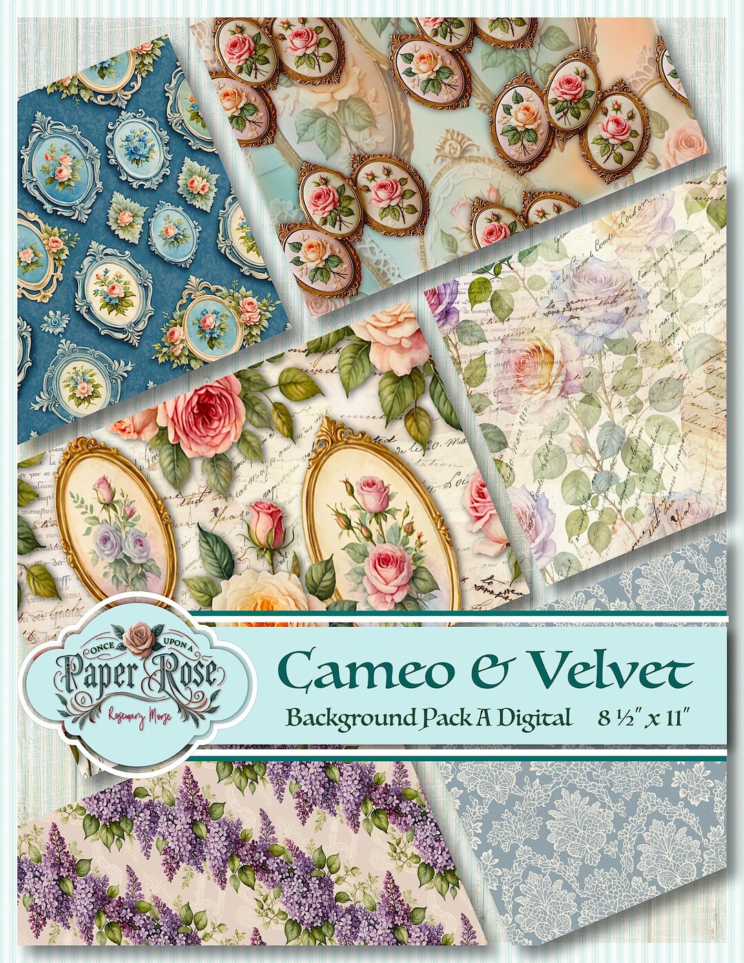 Cameo & Velvet Digital Paper: Vintage Floral Backgrounds (digital ...