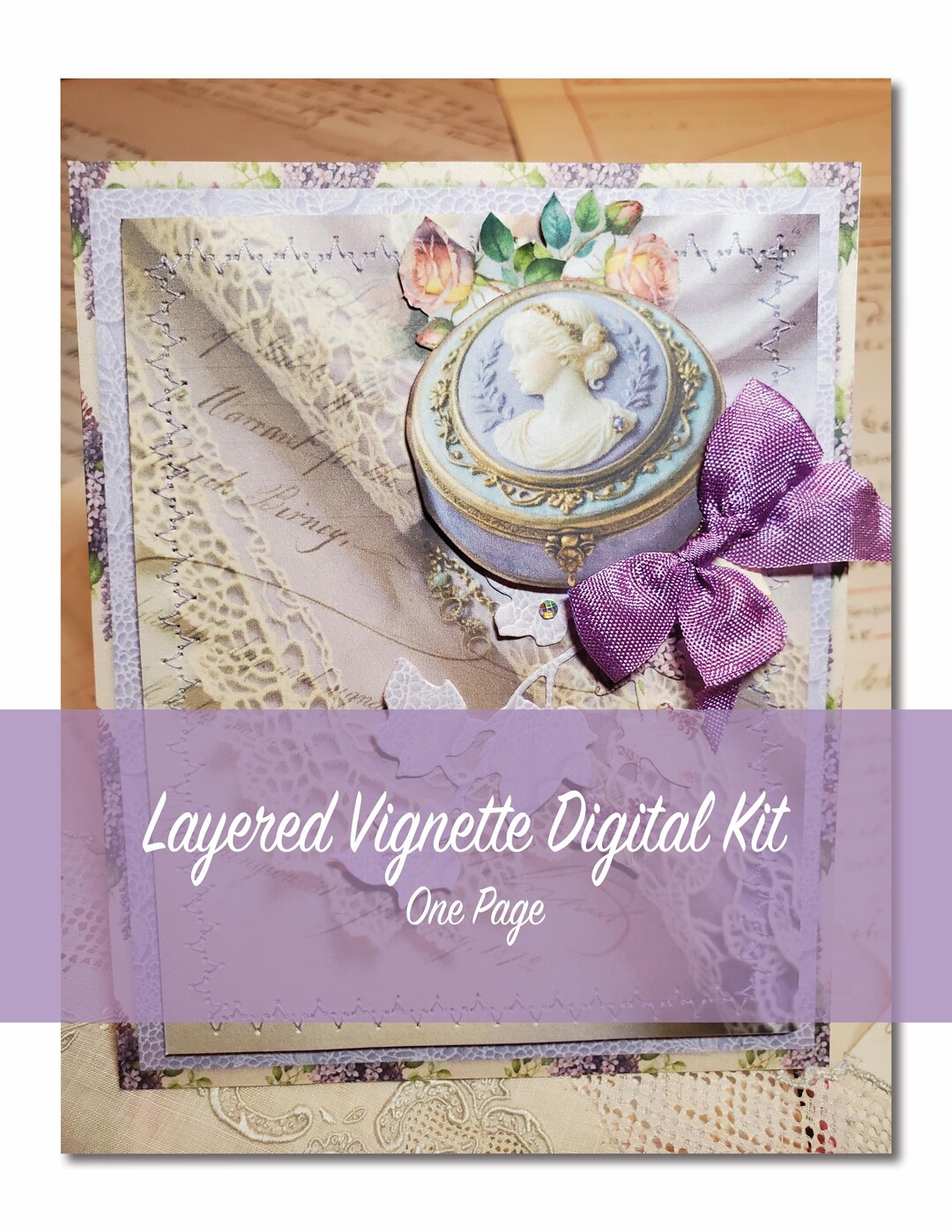 Layered Vignette Digital Kit #1, Cameo & Velvet One Page Printable for ...