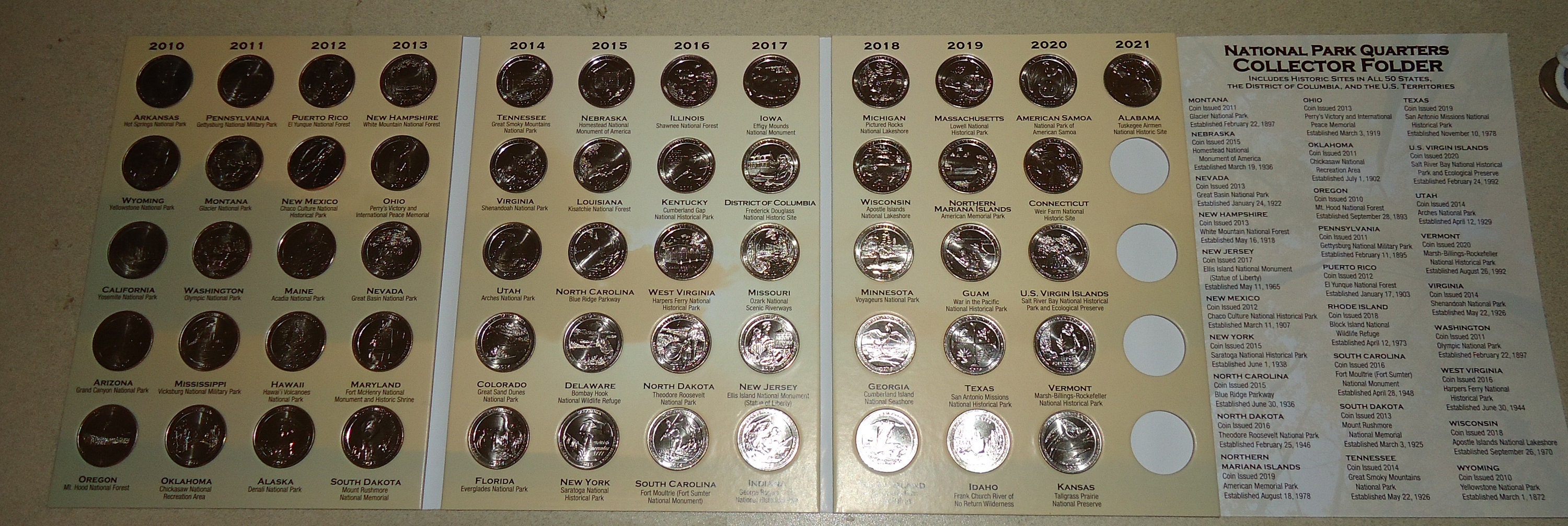 2010 2021 National Park Quarters Set Complete Collection in New Coin ...