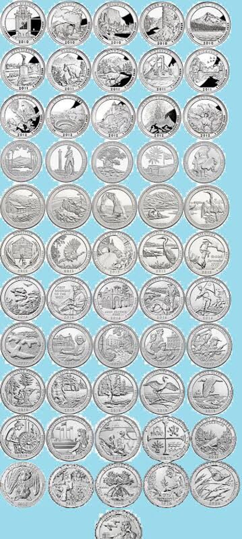 2010 to 2021 National Park Quarter Set ATB -U Pic P or D Mint ...