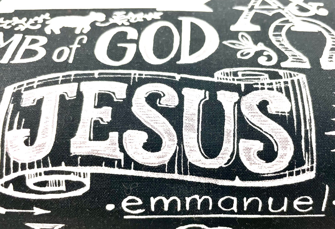 Manta Cristiana con Nombres de Jesús en Algodón Negro: Hecha a mano con ...