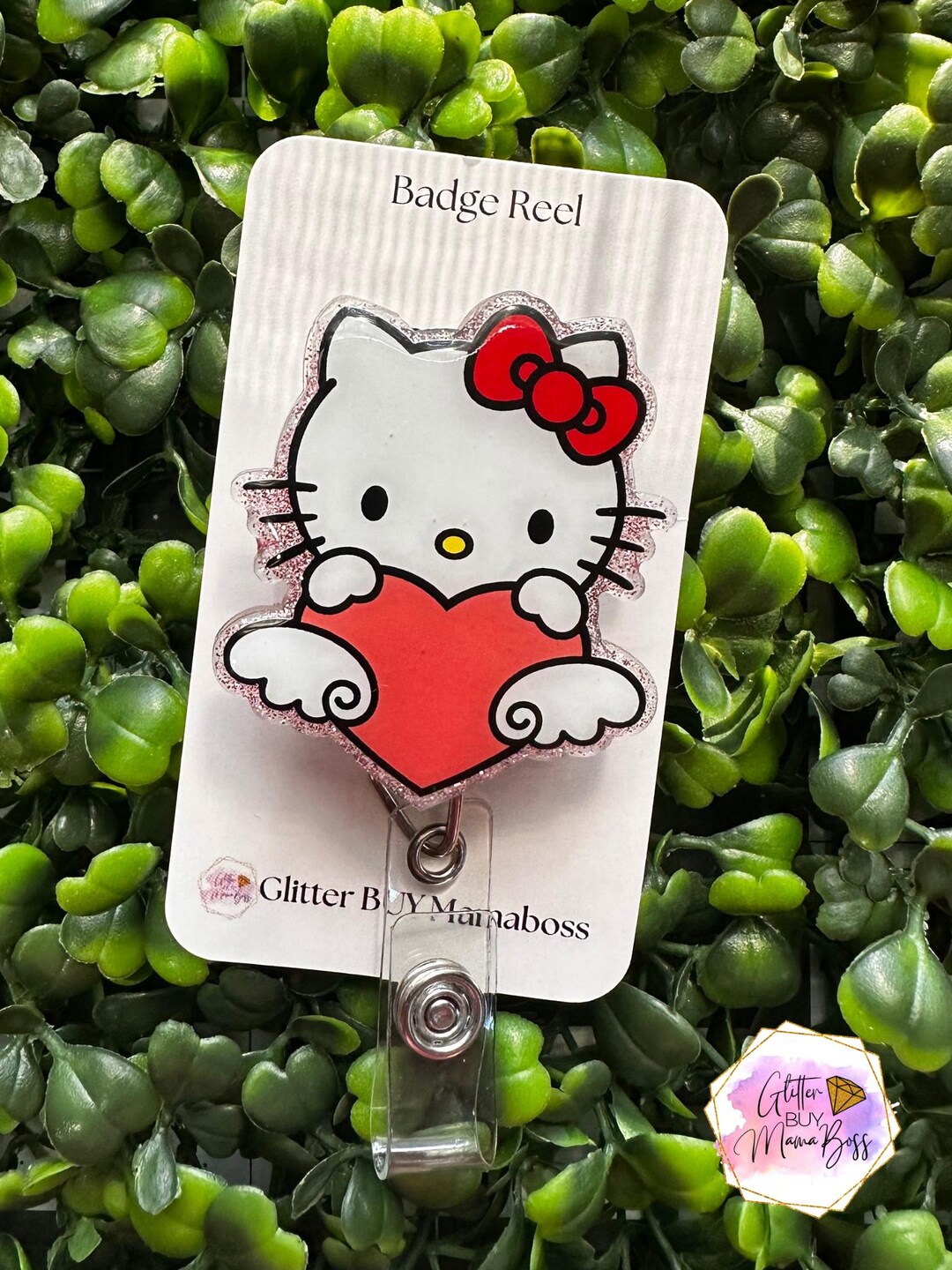 Red Heart Kitty Badge Reel Kitty Badge Reel Nurse Badge Reel ID Holder ...