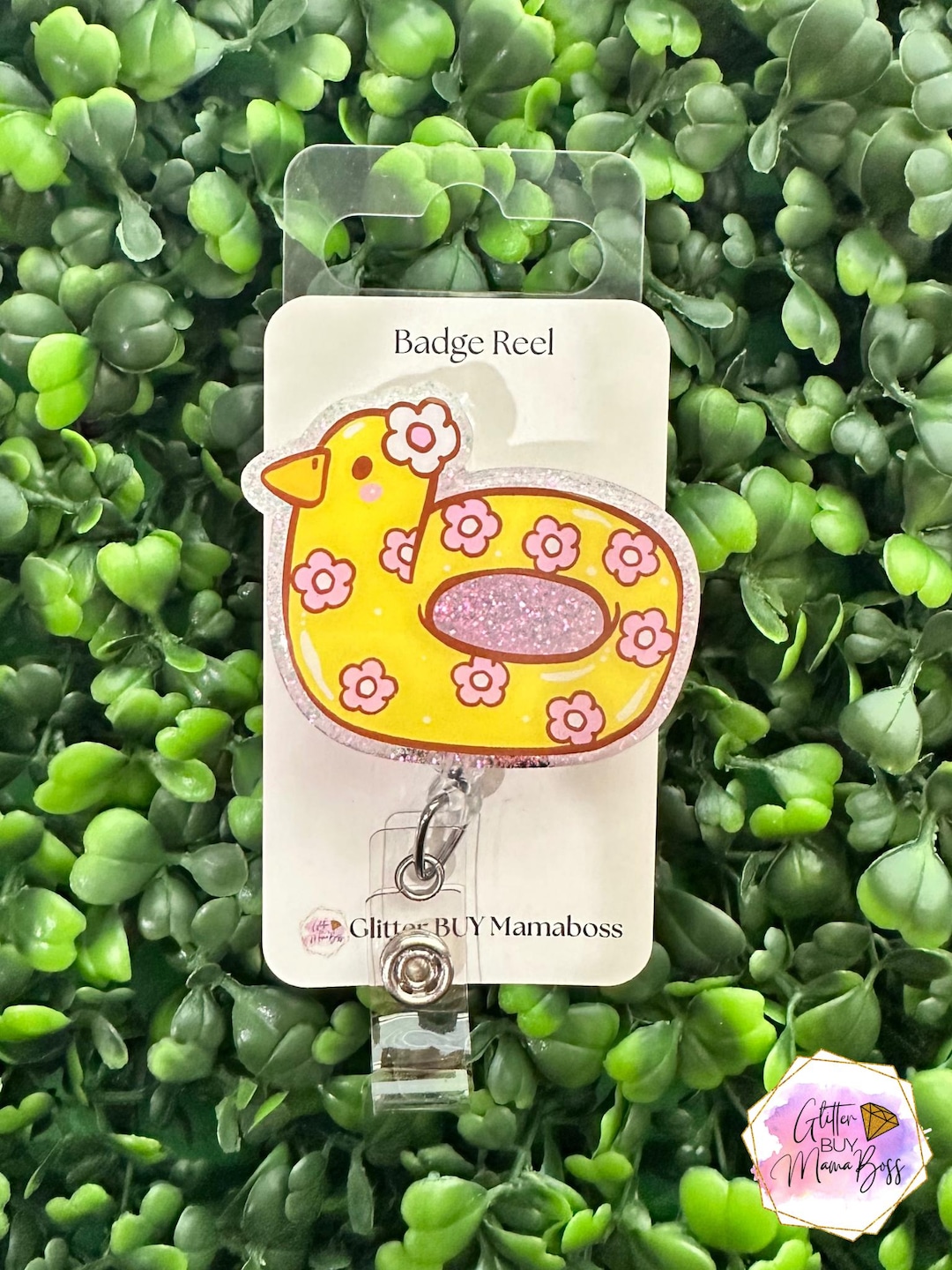 Flower Duck Float Badge Reel | Cute ID Holder | Summer Work Badge Clip ...
