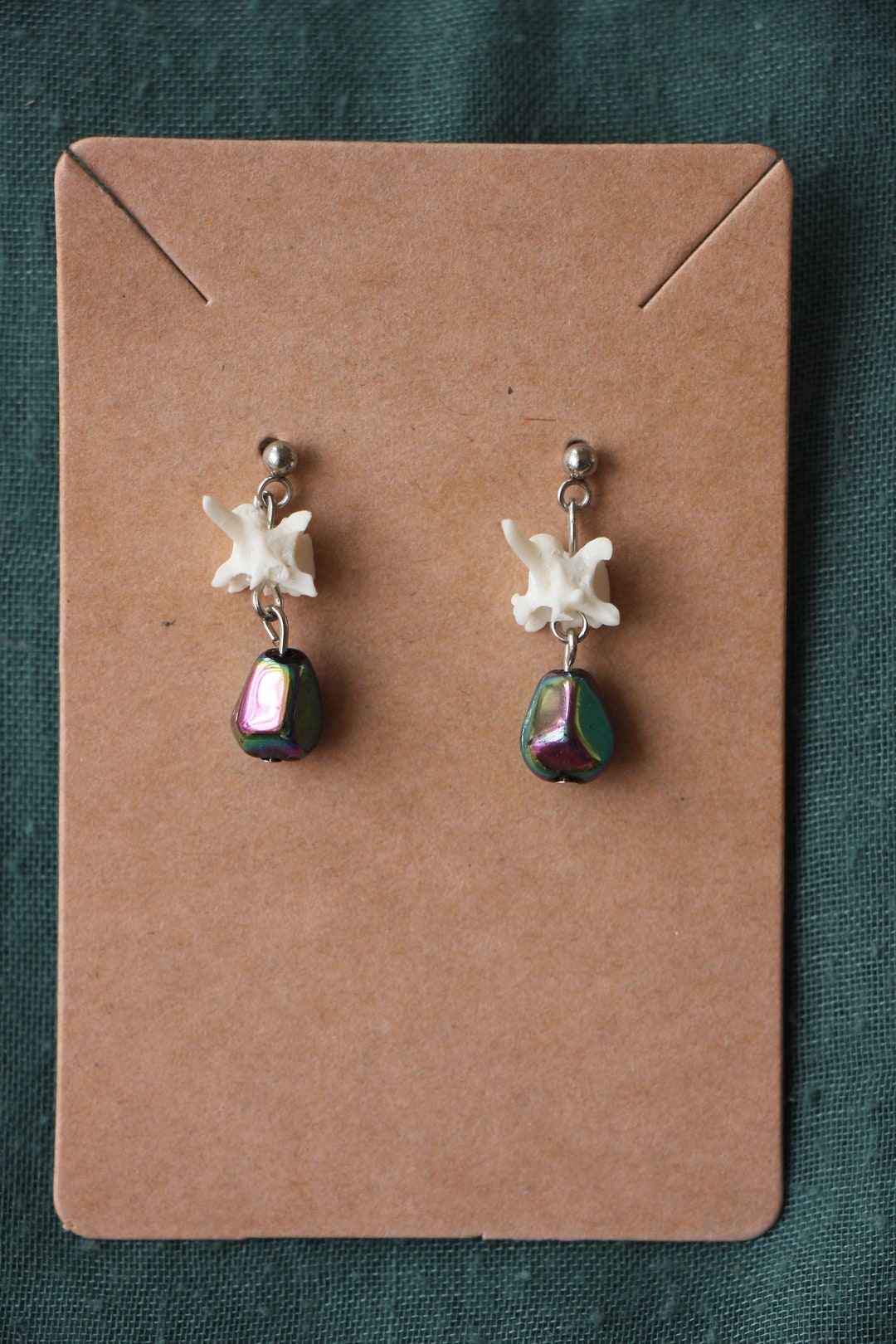 Oil Spill Snake Vertebrae Drop Earrings - Etsy