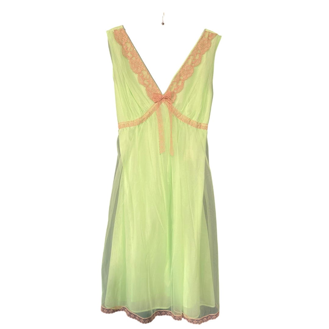 Vintage Lisette 1960s Green Sheer Nightgown Dress Medium - Etsy