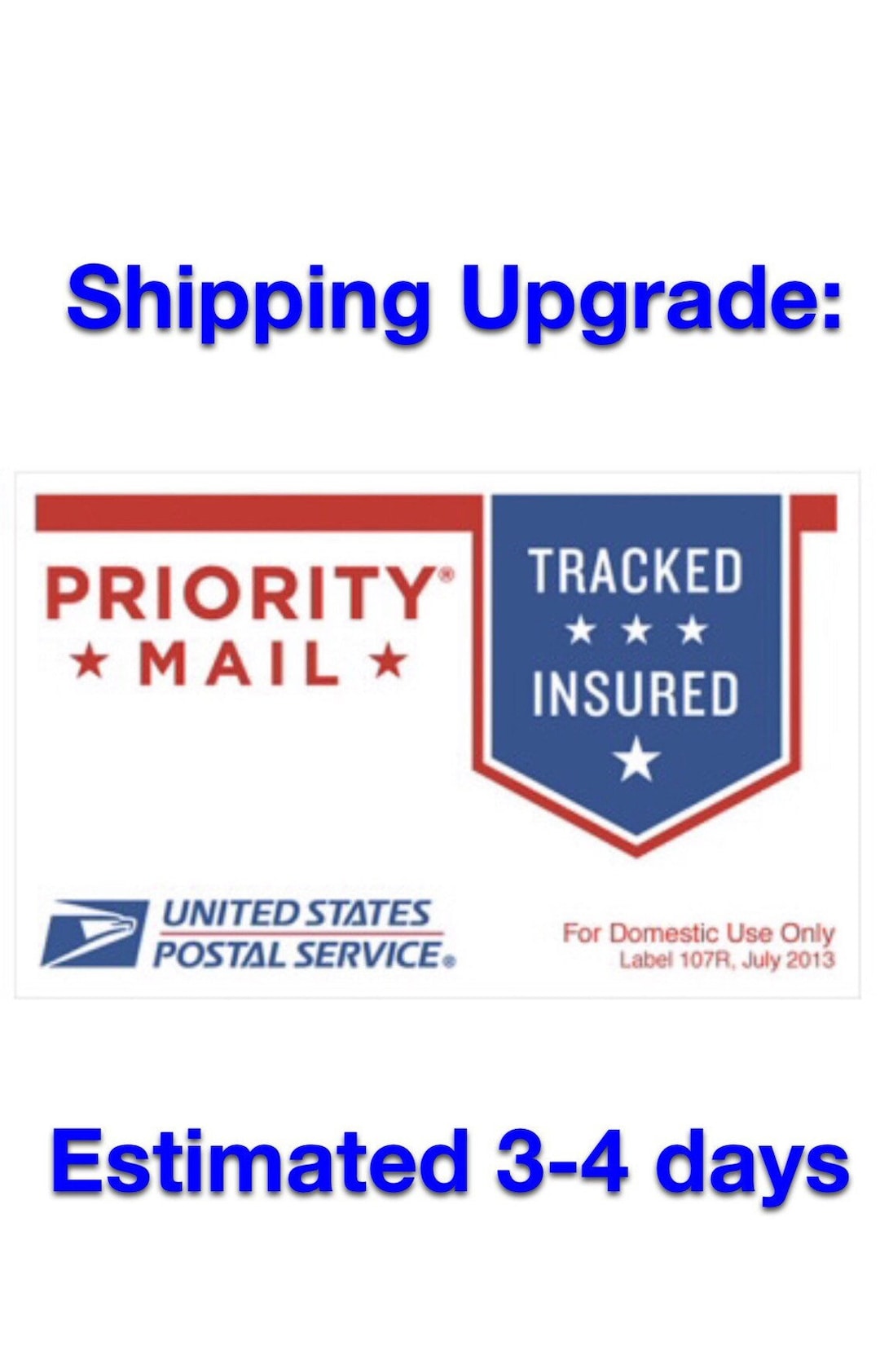 Priority Shipping USPS 2-4 Day Guranteed Delivery DOMESTIC ONLY Only ...