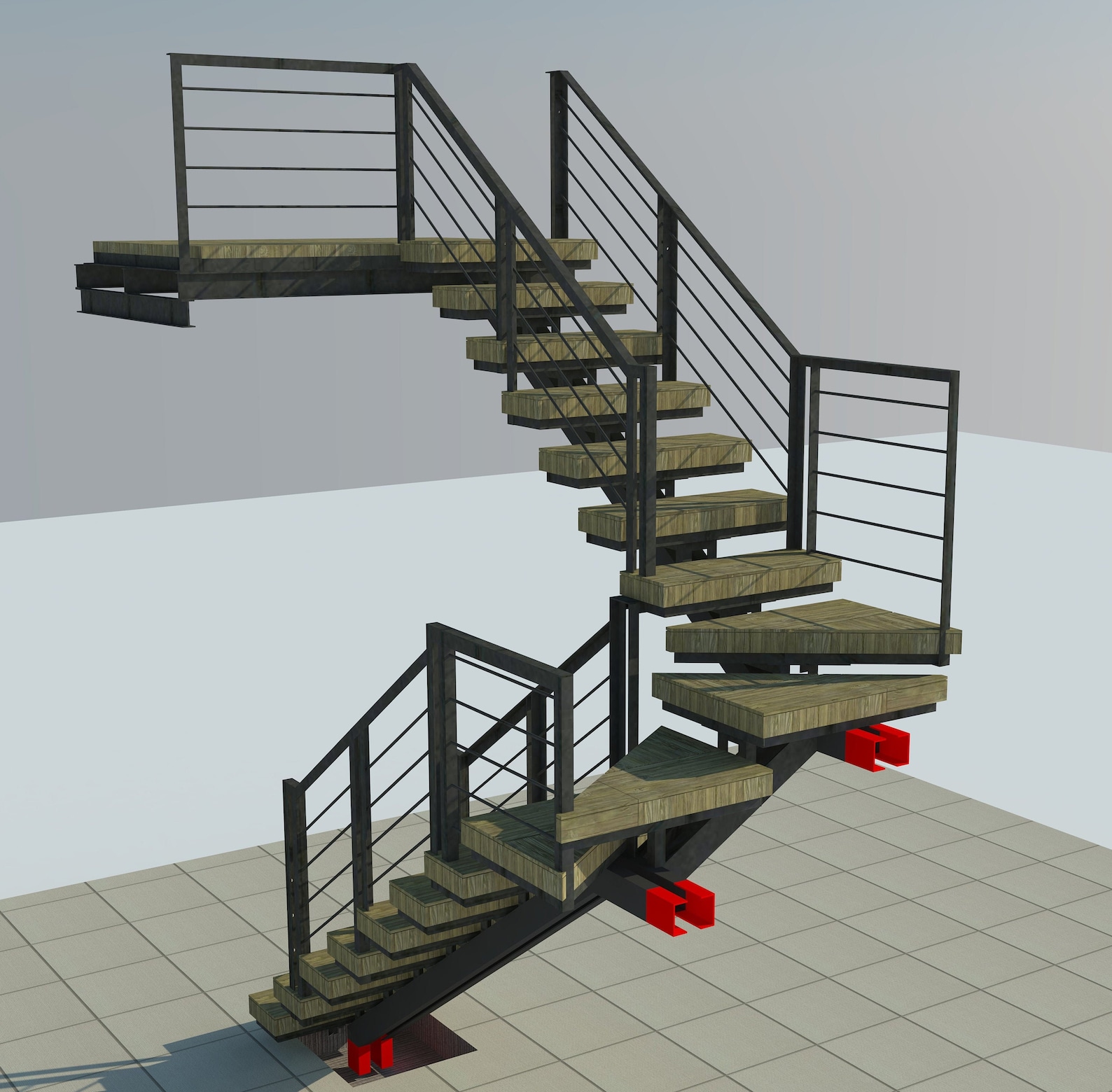 Iron Stair And Railing 3d Sketchup Model Instant Download Etsy